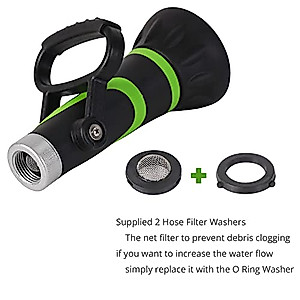 GREEN MOUNT GSFNG98 Garden Hose Nozzle, Fireman's Hose Heavy Duty Nozzle, Premium Constructed Sprayer with Ergonomic Handle for Arthritis