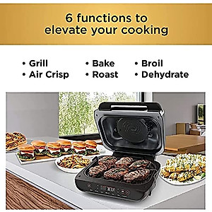 Ninja FG551 Foodi Smart XL 6-in-1 Indoor Grill with Air Fry, Roast, Bake, Broil & Dehydrate, Smart Thermometer, Black/Black