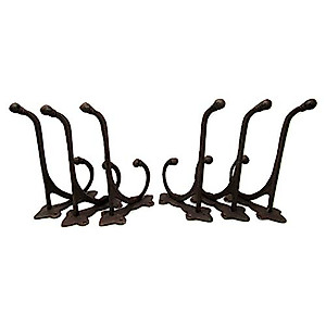 Cast Iron Coat Harness Hooks Hangers Set of 6 Large 9.5 x 4 Inch Rustic Style