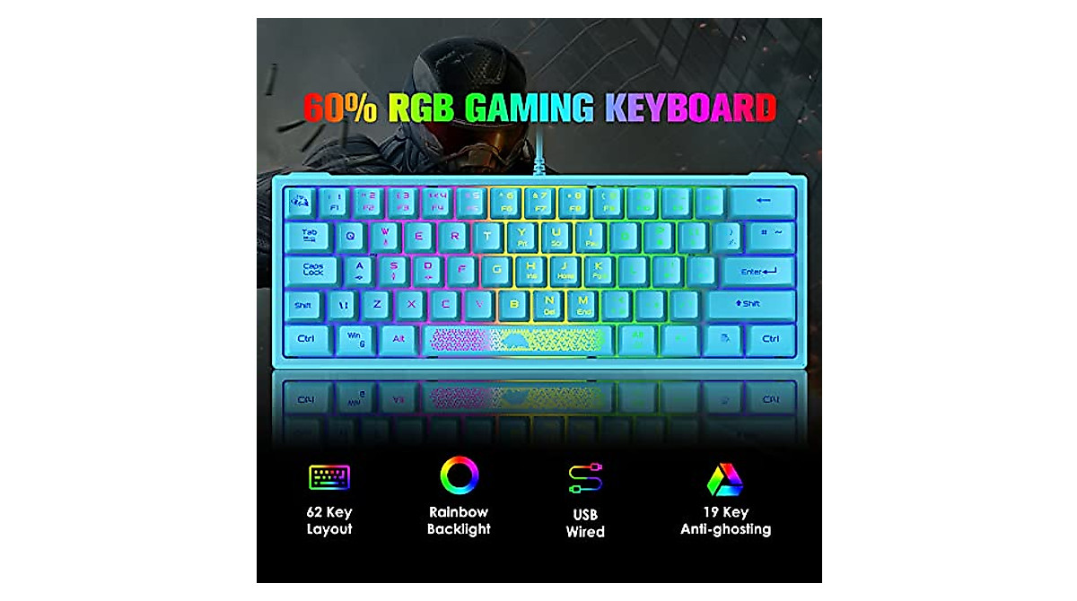 ZIYOU LANG K61 60% RGB Gaming Keyboard - Ergonomic & Portable
