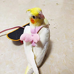 POPETPOP Bird Harness - Pet Bird Harness and Leash Rope Training Durable Wing for Parrot Bird Pet Supplies - Pink