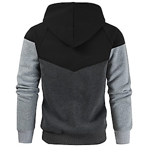 Niceif Men's Fleece Pullover Heavyweight Long Sleeve Hoodie Sweatshirt, Black Dark Grey XL