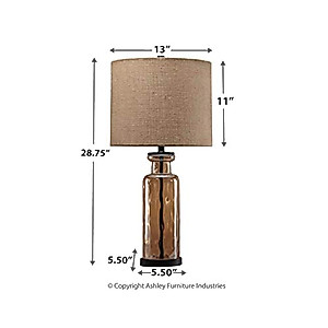 Signature Design by Ashley Laurentia 28.75" Modern Neutral Glass Table Lamp, Champagne