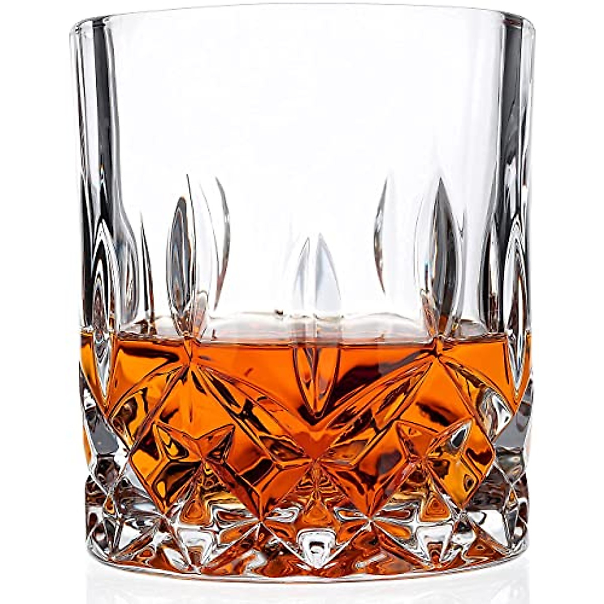 𝗟𝗨𝗫𝗨𝗥𝗬 Gifts For Men Dad - Crystal Whiskey Glasses - Set of 4 Rocks Glasses in Satin-Lined Gift Box - Old Fashioned Whisky Lowball Bar Tumblers Barware for Drinking Bourbon, Scotch, Whisky