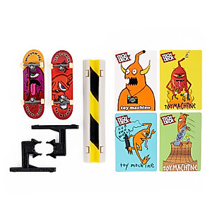 TECH DECK VS Series Toy Machine Skateboards Fingerboard, Obstacle and Challenge Card Set,unisex