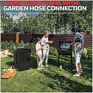 Honeywell 2100 CFM Outdoor Portable Evaporative Cooler & Fan for Patio Area, Deck, Backyard, Garage, Cools up to 850 Sq. Ft. with 3 Speeds and 36 Ft. Air Throw for Large Outdoor Spaces, Black