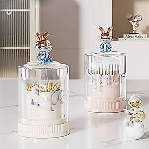 Generic 2PCS Qtip Holder for Bathroom Canister Storage Organization, Vanity Makeup Organizer ,q tip holder for bathroom for Storage Cotton Swab, Ball, Pads, Floss