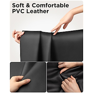 SAIJI Leather Laptop Bed Tray Table, Adjustable Laptop Stand with Removable Stopper, Portable Lap Desks with Foldable Legs, Notebook Stand Breakfast Reading Desk for Sofa Couch(Large,Black)