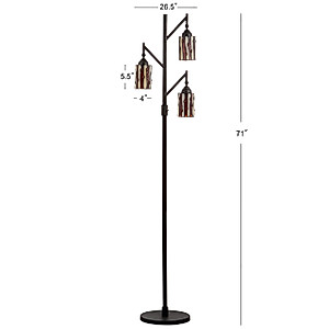 JONATHAN Y JYL8011A Clark Tiffany-Style 71" Multi-Light LED Floor Lamp, Tiffany, Traditional, Art Nouveau Style, Office, Living Room, Family Room, Dining Room, Bedroom, Foyer, Bronze