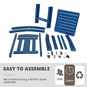 LUE BONA Outdoor Rocking Chairs Set of 2, Weather Resistant Poly Plastic Rocker Chairs, 350lb Heavy Duty, Oversized Porch Rocker for Adult, High Back Smooth Rocking Chairs for Outdoor & Indoor, Blue