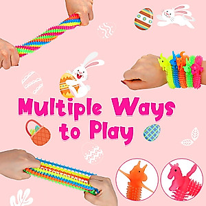26 Pcs Easter Glow in The Dark Strechy Strings Toys Easter Basket Stuffers Gift for Kids Boy Girl Classroom School Sensory Fidget Bulk Toys Birthday Party Favors Goodie Treat Bag Egg Filler Hunt Game