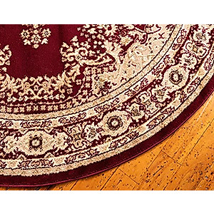 Unique Loom Versailles Collection Traditional Classic Border with Medallion Motif, Area Rug (6' 0 x 6' 0 Round, Burgundy/ Ivory)