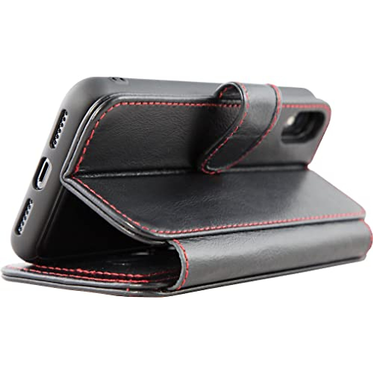 Wilken iPhone 13 Mini Leather Wallet Case with Detachable Magnetic Phone Case | Compatible with MagSafe and All Wireless Charging Accessories | Genuine Leather Magnetic Wallet Case | (Black, 13 Mini)