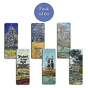 Christian Van Gogh Bookmarks Cards - God is Love (60 Pack)- Bible Scripture Prayer Cards - War Room Decor - Encouragement Gifts - VBS Bible Study Sunday School Baptism Church Camp Stocking Stuffers