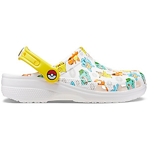 Crocs Unisex Classic Pikachu Clogs, Pokemon Shoes, 11 Women/9 Men White/Multi