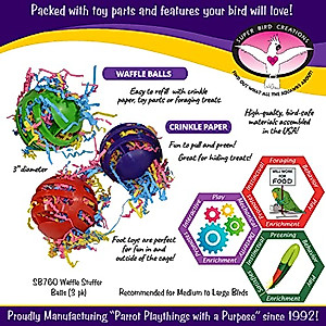 Super Bird Creations SB760 Waffle Ball Stuffers Toy for Birds, Set of 3