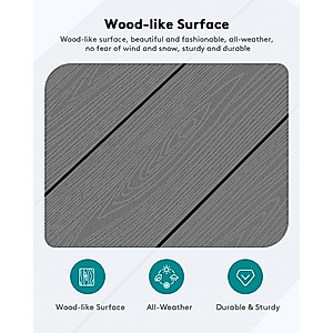 SERWALL HDPE Patio Coffee Table, Rectangle Outdoor Coffee Table, All-Weather Coffee Side Table for Balcony, Poolside, Deck, Garden, Gray