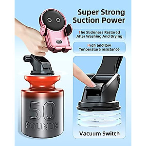 Wireless Car Charger with Suction Cup and Vent Clip,15W Fast Charging Kharly Car Phone Charger Holder,Smart Sensor Auto-Clamping Fashion Phone Holder Mount for Car for iPhone 14 Pro/13 Samsung etc
