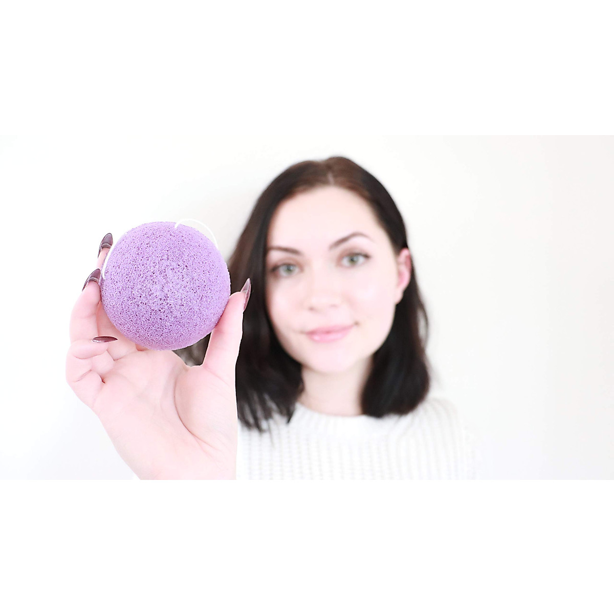 Organic Natural Facial Konjac Sponge and Face Scrubber - Buff Puff for Gentle Face Exfoliation Deep Pore Facial Cleansing Sponge – Aloe Vera, Activated Charcoal, Lavender, Turmeric – 4pc. Set