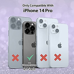 Coolwee Glitter Full Protective Compatible iPhone 14 Pro Military Drop Protection Heavy Duty Hybrid 3 in 1 Rugged Shockproof Women Girls Transparent Compatible Apple iPhone 14 Pro Clear Bling
