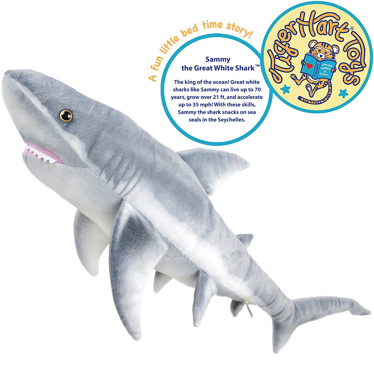 TigerHart Sammy The Shark - 34 Inch Long Great White Stuffed Animal Plush