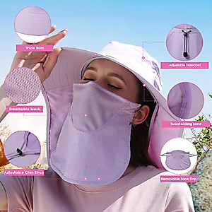 icolor Women Sun Hat UPF 50+ Wide Brim Sunscreen Visor Sun Protection Cap w/12 Neck Flap Sun Shade Hat for Girl Lady
