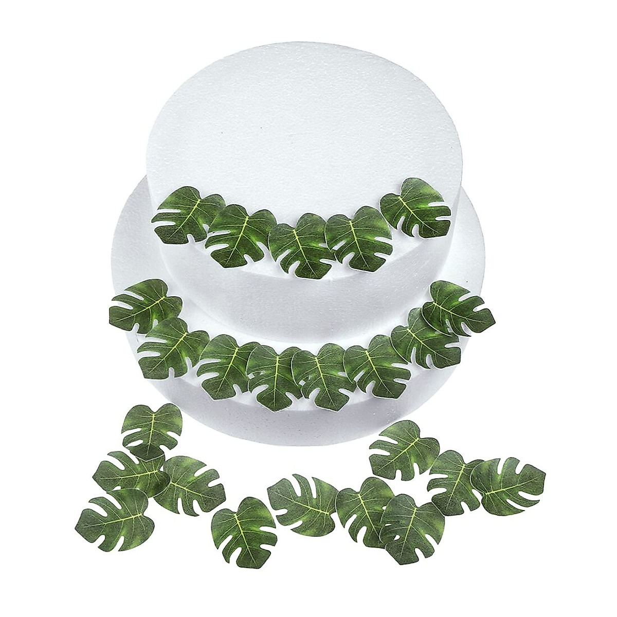 GEORLD 48pcs Edible Tropical Turtle Leaves Cupcake toppers Palm Leaf Cake for Hawaii Theme Jungle Party Cake Summer Decoration