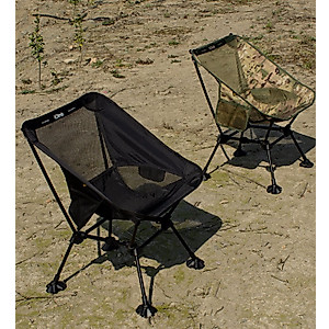 iClimb Ultralight Compact Camping Folding Beach Chair with Anti-Sinking Large Feet and Back Support Webbing (Blue - Square Frame)