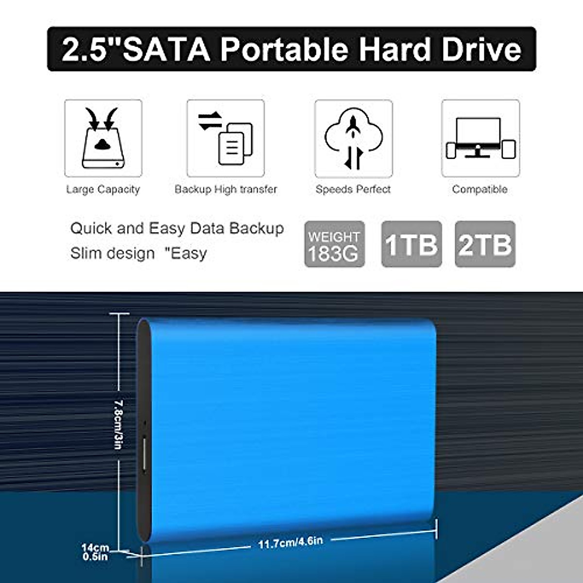 Prode 2.5 Inch Ultra Slim USB 3.0 Portable External Hard Drive 2TB for PC and Mac (2 tb, red)
