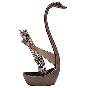 NITRIP Elegant Portable Spoon Holder, Flatware Organizer, for Tableware Kitchen(Red Bronze + 6 Spoons)