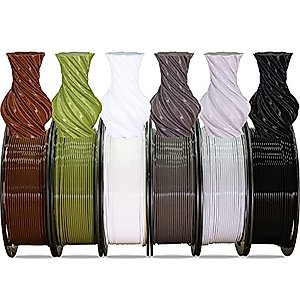 OEM MIKA3D 1.75mm 3D Printer PLA Filament 6 in 1 Bundle: Black, White, Light Grey, Dark Grey, Brown, Army Green; 6 Neutral Colors Packed, Each 250g, 6 Spools Packed, Total 1.5Kg 3D Printing PLA