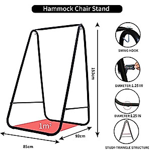 YUCAN Hammock Chair Stand with Hanging Swing Chair Included,Weather Resistant and Saving Space Stand Max 450 Lbs, Quality Cotton Weave Wrap Whole,Suitable for Indoor Outdoor Patio Yard（Grey） Patented