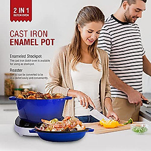 Enameled Cast Iron Dutch Oven for Bread Baking, 5.5 QT Dutch Oven Pot with lid, Induction Compatible, Marseille