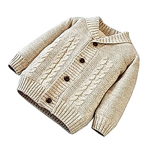 Baby Boys Girls Hoodie Sweaters Toddler Cardigan Warm Outerwear Winter Coat Beige