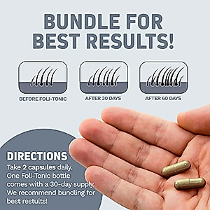 Foli-Tonic DHT Blocker & Hair Loss Supplement | Hair Thinning Treatment & Promotes Healthy Thicker Hair Growth | with Saw Palmetto & Biotin for Men & Women | 60 Vegan Capsules (60 Count (Pack of 1))