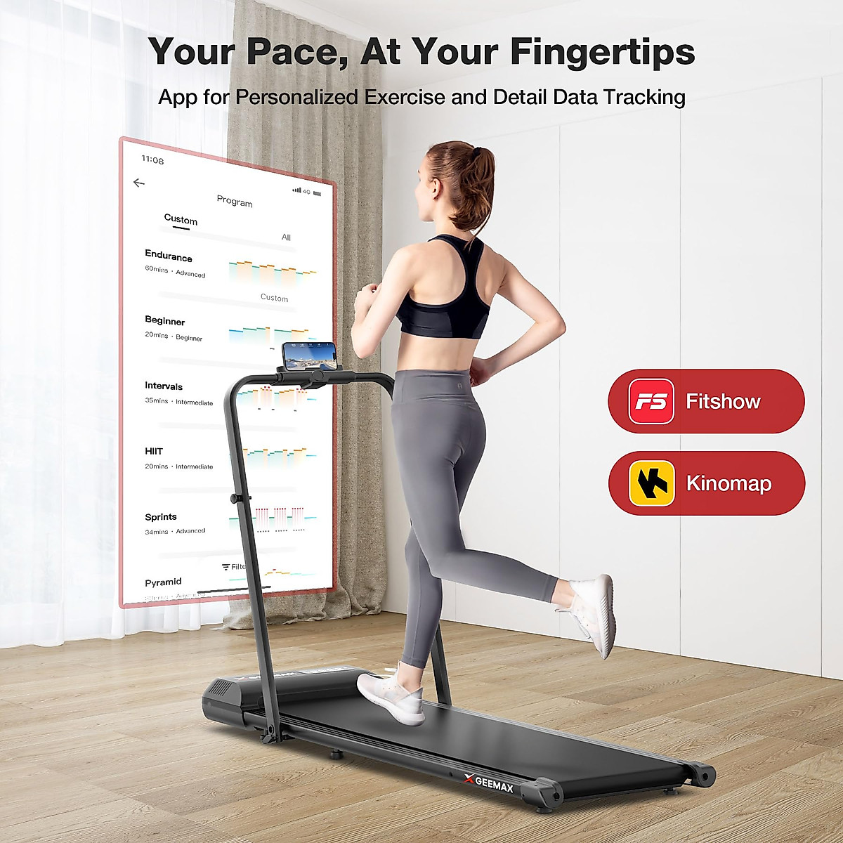 GEEMAX 2 in 1 under desk treadmill, Foldable Compact Treadmill for Small Spaces, Workout Electric Exercise Running Walking Machine Fitness Equipment with Remote Control for Home Gym Office 6.0MPH Gray