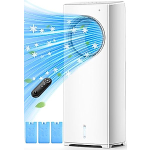 BALKO 3 IN 1 Portable Air Conditioners, 32 INCH Evaporative Air Cooler for Room w/Sleep/Natural/Normal Mode, 3 Speeds, Remote & 1-8H Timer for Auto-Off, 1 Gal Water Tank, Swamp Cooler Bedroom Indoor
