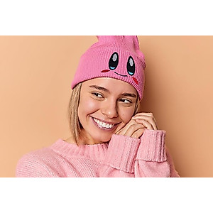 JILANI HANDICRAFT Kir-by Beanies hat Lovely face Embroidery Winter Knitted Hat Bonnet Cap Girls Boys Skiing Warm Unisex (Pink)