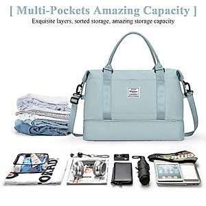 Travel Duffel Bag with Shoes Compartment, Weekender Overnight Bag for Women,Carry on Personal Item Bag,Gym Bag