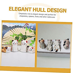 Ciieeo 6pcs Cat Chopstick Rest Chopstick Rack Pillow Ceramic Chopsticks Stand Tableware Holder Ceramic Rabbit Figurine Decorative Chopstick Rest Spoon Rest Holder Kitten Ceramics
