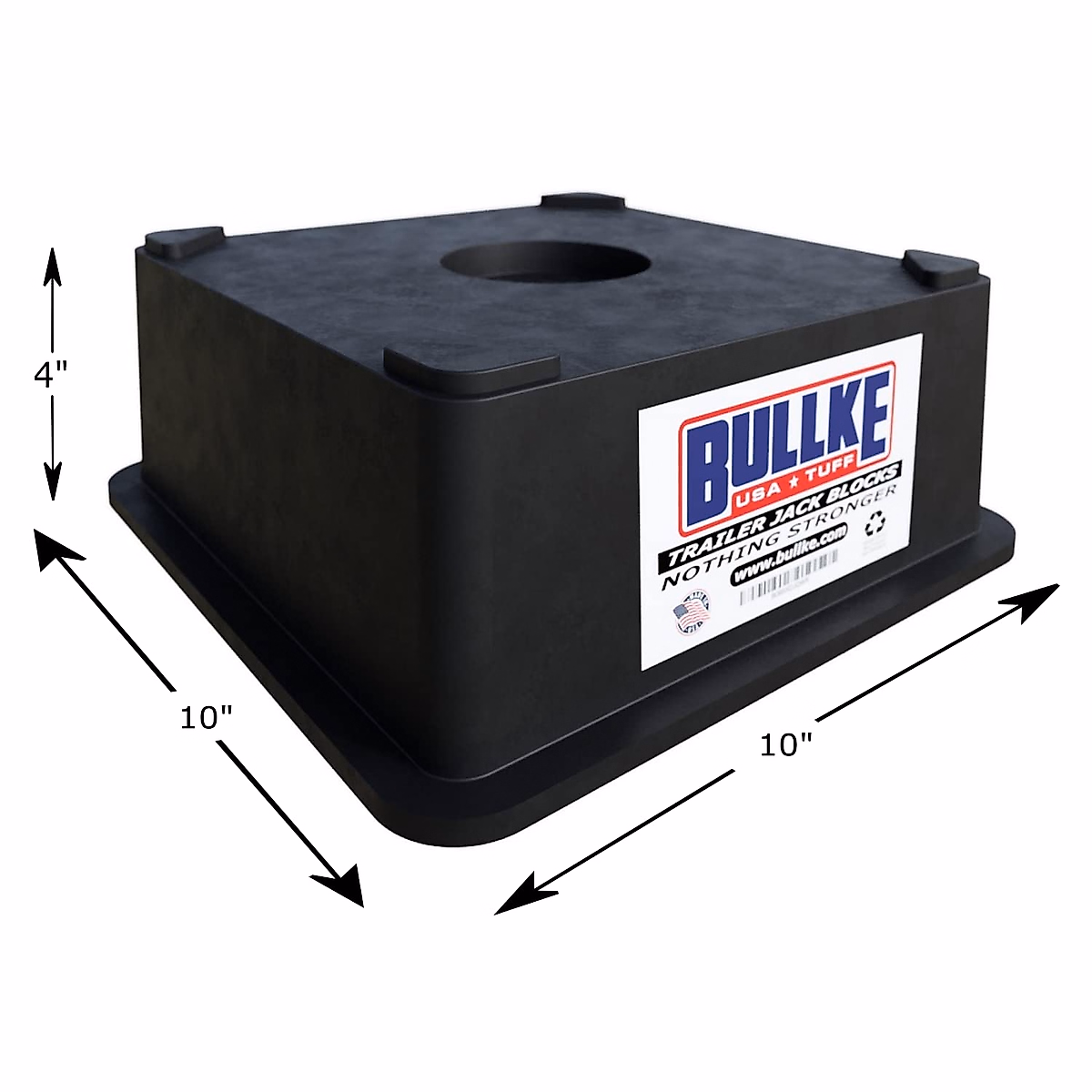 4 Pack BULLKE (USA Made) Trailer Jack Block Stand Tested up to 18,000 lbs Stabilizing Pads | Strongest Blocks for RV 5th Wheel Camper, Post, Foot, Tongue Jack, or Stabilizer Round