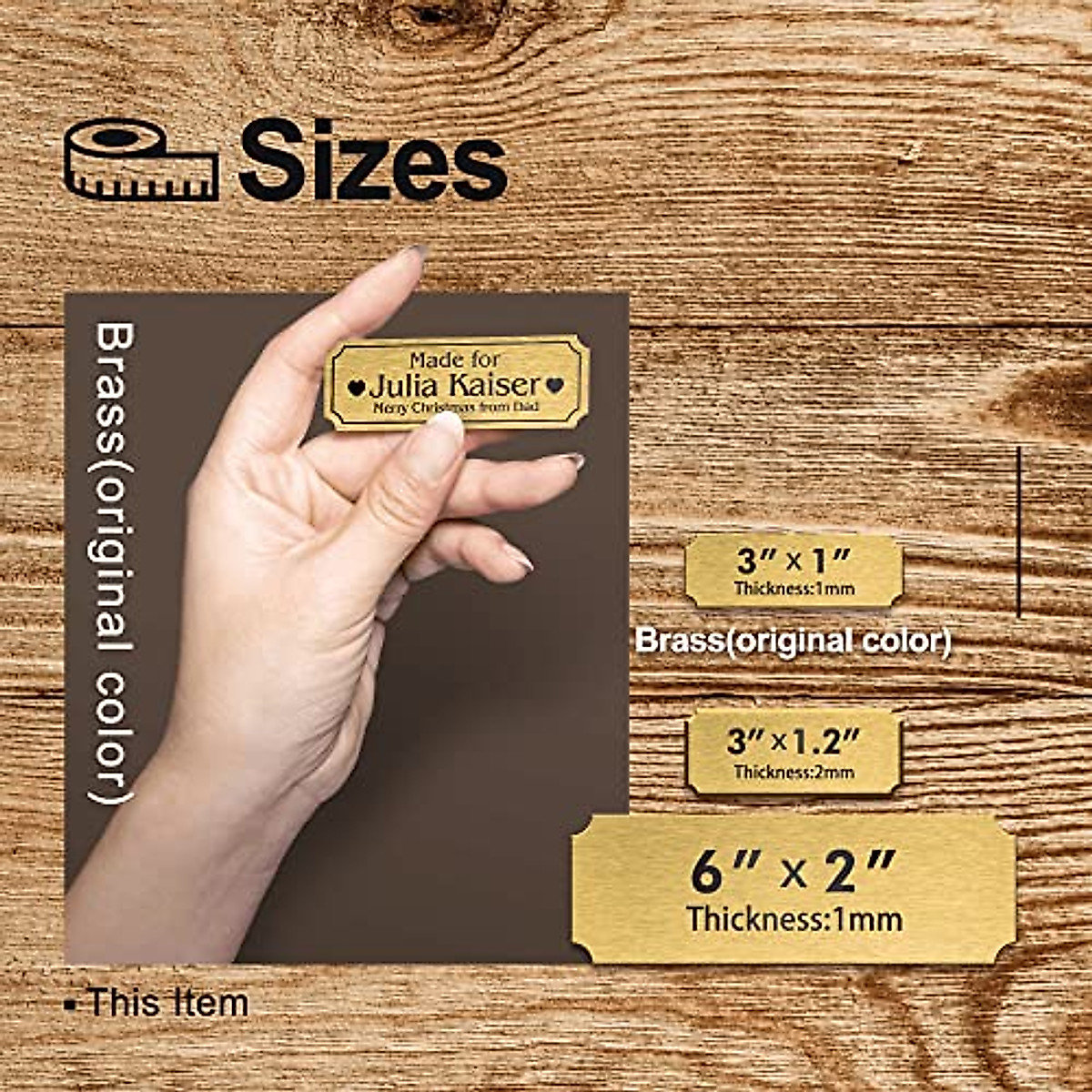 Personalized Name Plates, Solid Brass Engraved Plaque, Trophy Plates Engraved, Custom Name Plate with Adhesive Backing or Screws, 3" W x 1" H