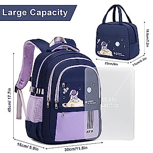 ACESAK Backpack for Girls - Girls Backpack Schoolbag for Girls Kids Children Teens Elementary Middle School Bags, Waterproof Lightweight Kids Bookbag Backpacks Casual Daypack with Lunch Bag Set