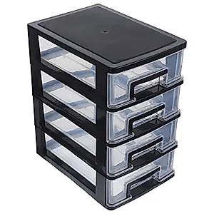 FOMIYES Storage Drawers 4 Layer Drawer Storage Tower Clear Drawers Closet Storage Box Storage Shelf Storage Rack for Office Bedroom Living Room Desk Organizer