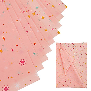 30 Sheets Star Tissue Paper, 19.68x13.78in Pink Wrapping Tissue Paper Colorful Star Pattern Decorative Gift Wrapping Paper Sheets for Christmas Wedding Birthday Party Crafts Packing