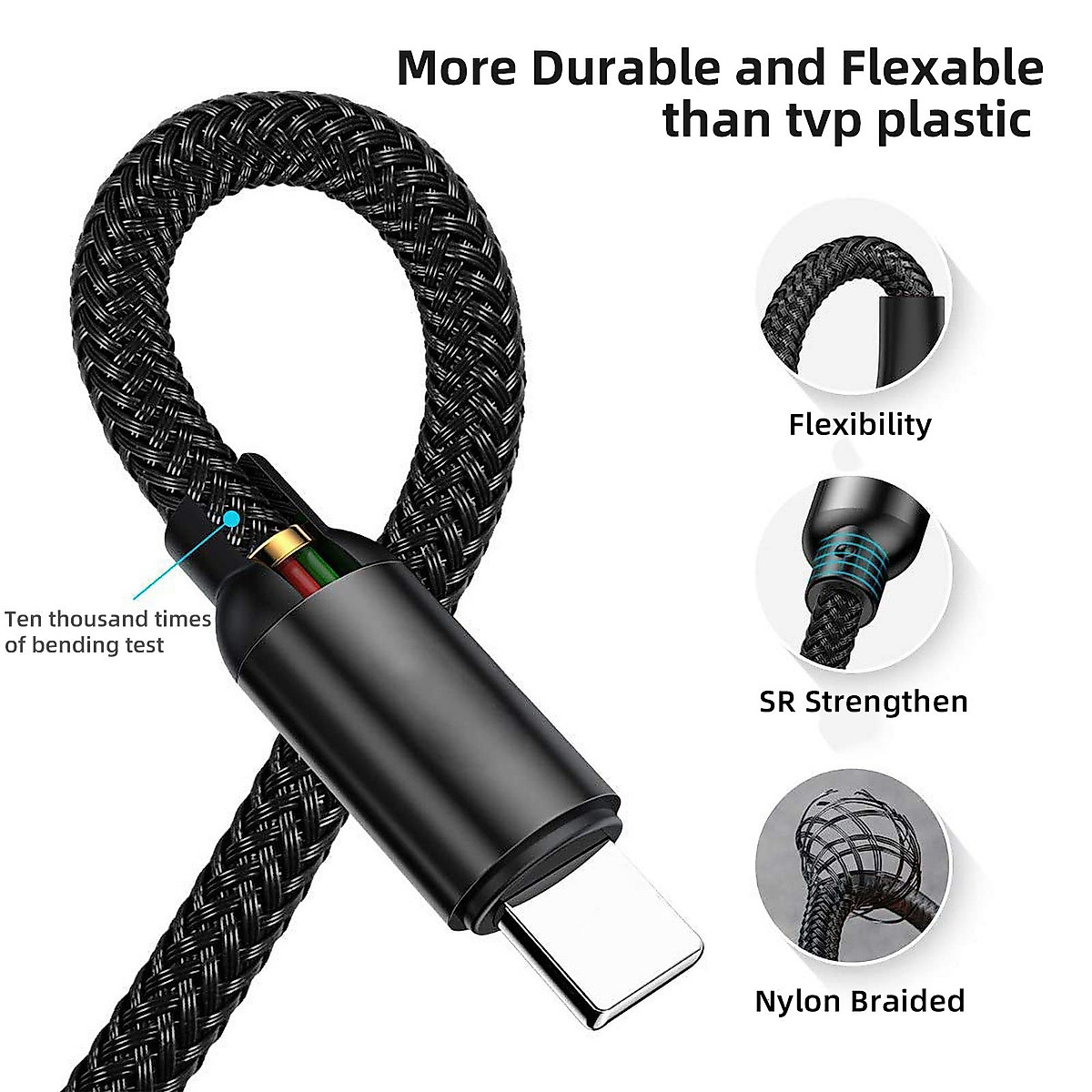 Sisyphy Male & Female USB C Charging Cable Bundle for Surface, 6ft Nylon Male Cable and 0.7ft Female Cable, Compatible for Microsoft Surface Pro7 Go2 Pro6 5/4/3 Surface Laptop1/2/3 & Surface Go