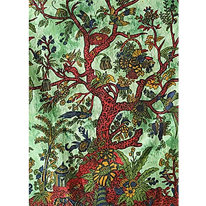 Popular Handicrafts Tapestry Tree of Life Hippie Tie dye Psychedelic Wall Hanging - Indian Maditation Gypsy Bohemian Hippy Dorm Room Decor Poster Green 30 x 40 Inch