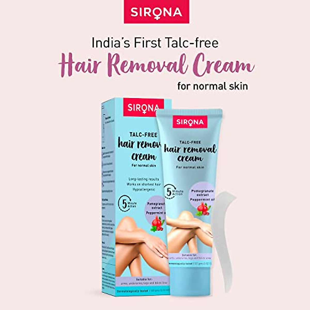 Sirona Hair Removal Cream for Women - 3.38 Fl Oz | with No Talc, No Harmful Chemicals | Ideal for Bikini Line,Underarm, Legs | Dermatologically Tested