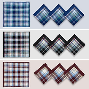 Ohuhu Handkerchiefs for Men, 12 Pack Combed Cotton Handkerchief - Mens Handkerchiefs Classic Pocket Squares Soft Hankies Gift