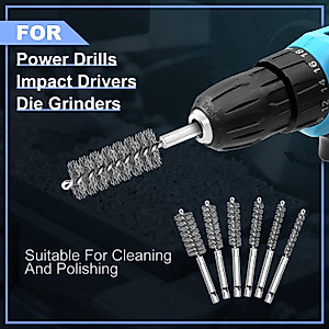 Auto Wire Brush 18-Pack Bore Brush Set Variety of Size Stainless Steel, Brass, Nylon Twisted for Cleaning Rust, 1/4in Hex Drill Shank for Power Drill Impact Driver with Handle, Extension Bar, Tool Bag